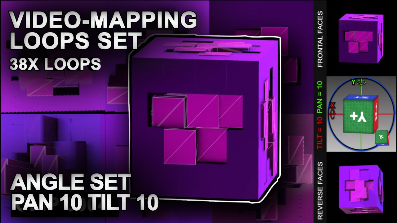 Projection Mapping Loops for Cubes - 4K, Pixelmapped, Ready to project.