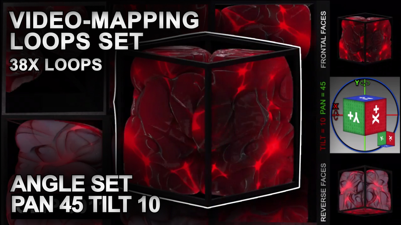 Projection Mapping Loops for Cubes - 4K, Pixelmapped, Ready to project.