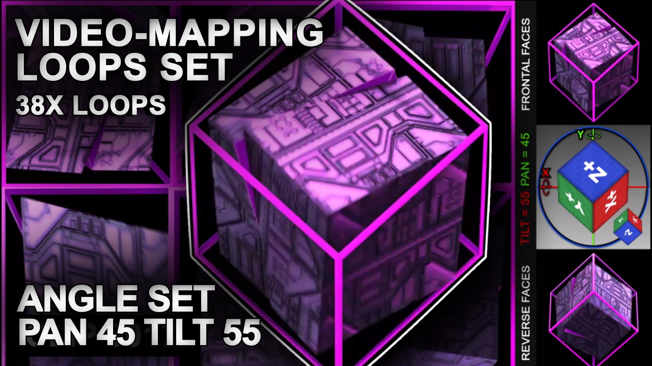 Projection Mapping Loops for Cubes - 4K, Pixelmapped, Ready to project.